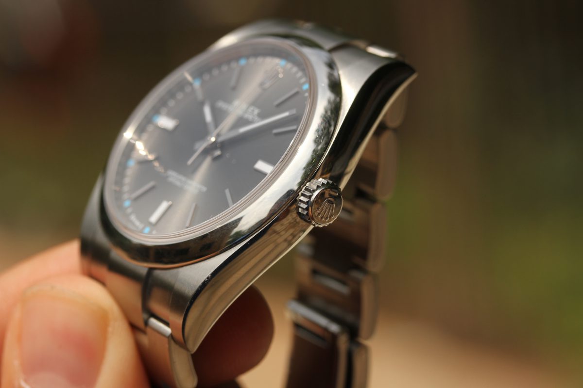 2015 Rolex OP ref. 14300 "39mm, Rhodium Dial w/ Blue Accents, B&P ...