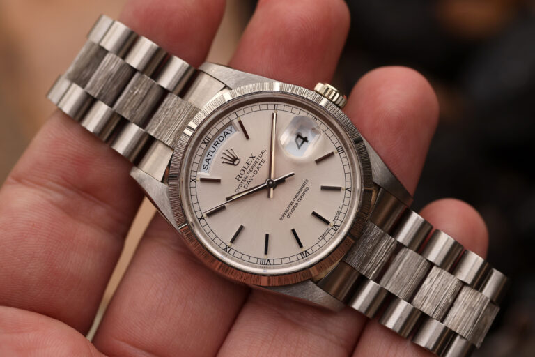 1991 Rolex Day-Date ref. 18249 White Gold Bark, Top Condition with ...