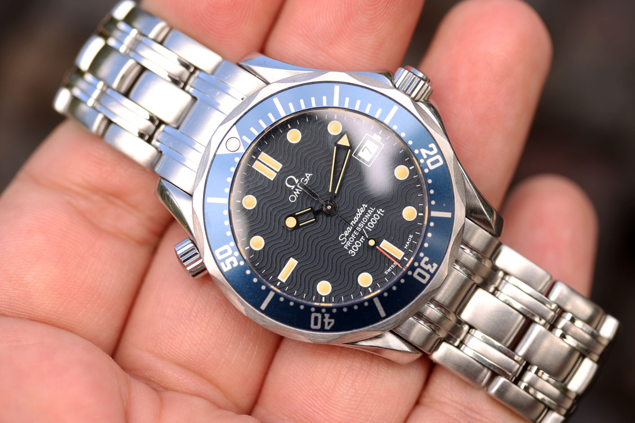 1993 Omega Seamaster 300 ref. 2561.80 "Blue Wave Dial, Tritium, 36mm ...