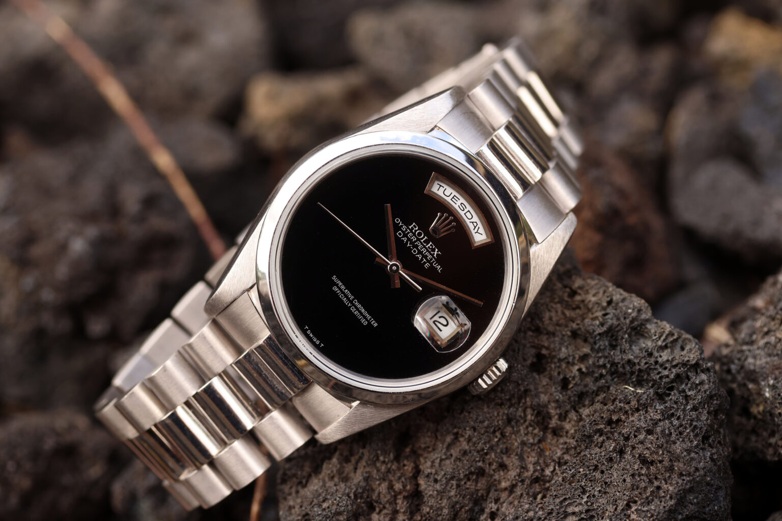 1991 Rolex Day-Date ref. 18206 Platinum, Factory Onyx Dial – Lunar ...