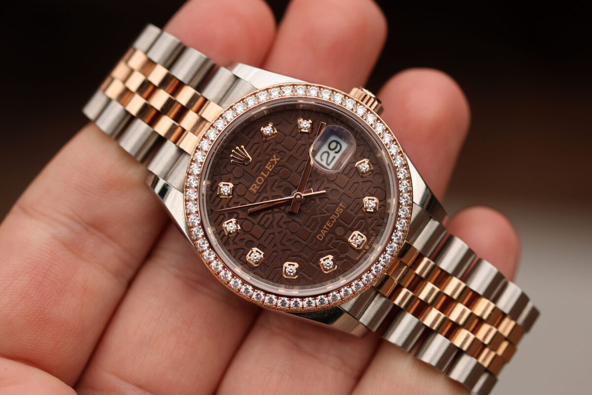 Rolex DateJust ref. 126281RBR Chocolate Jubilee Diamond Bezel, Steel ...